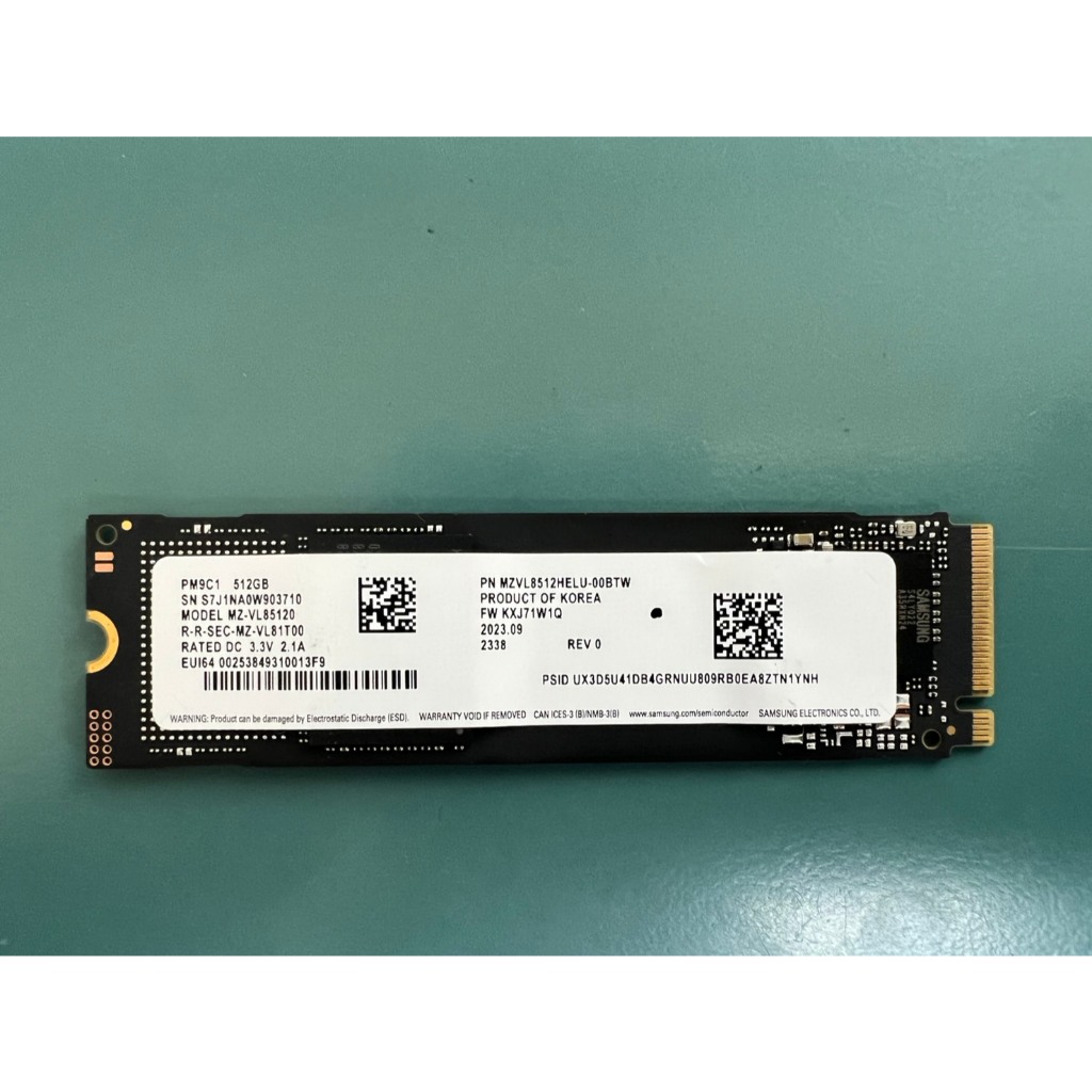 【Samsung 三星】SSD PM9C1 PCIe NVMe 512G MZ-VL85120(拆機良品) | 蝦皮購物