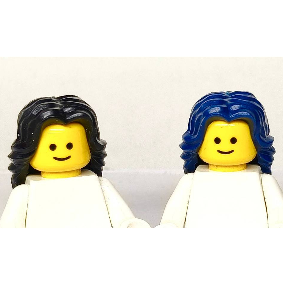 正版LEGO 女生頭髮34 黑色 暗藍色 長捲髮 硬質 中分 人偶配件 90396 6407188 | 蝦皮購物