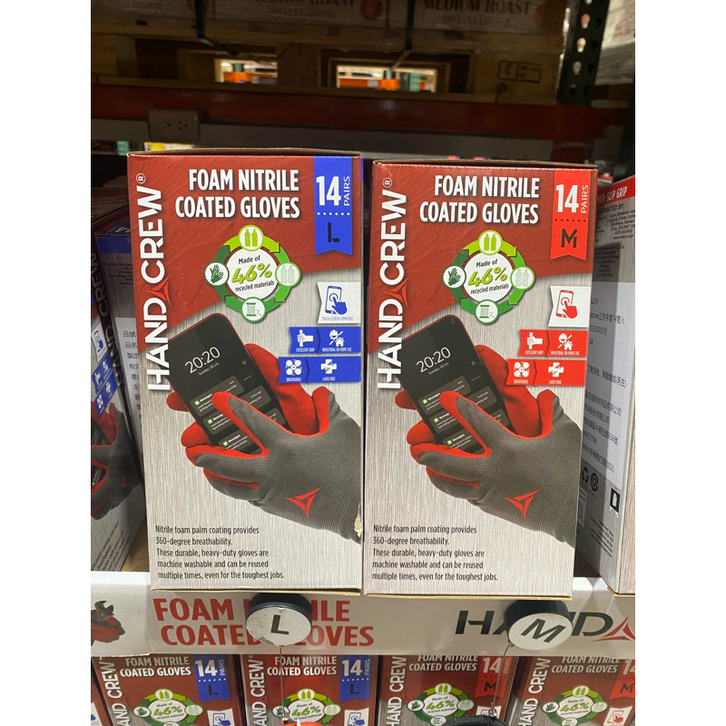 🍀 好市多新品 Hand Crew 工作手套 14入 工作手套14雙組 分售中 可觸屏 登山 跑步 園藝 | 蝦皮購物