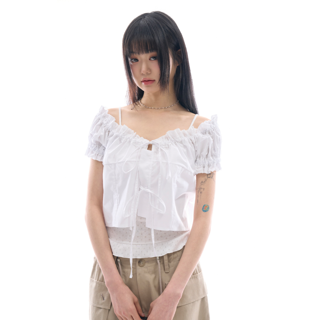 預購 RAUCOHOUSE 韓國選貨 綁帶 褶邊 開襟衫 上衣 韓國代購 | 蝦皮購物