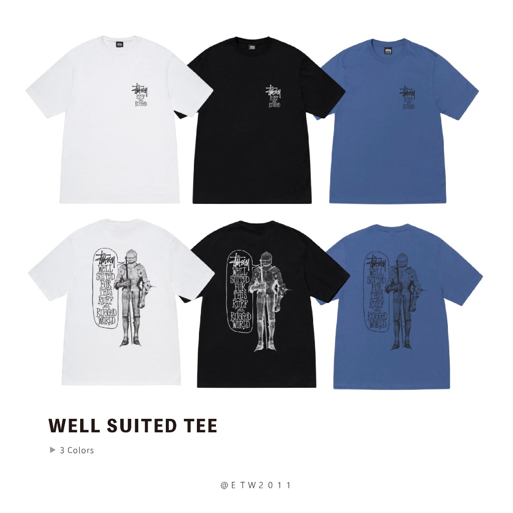 ☆ETW☆【台中店】Stussy 25SS WELL SUITED TEE 騎士 鎧甲 塗鴉 字體 短袖 短t 短TEE | 蝦皮購物