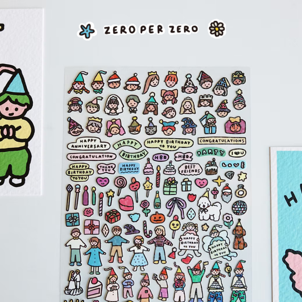 🌈Alpaca韓國文創 | ZERO PER ZERO 日常貼紙 diary 貼手機 筆記貼紙 | 蝦皮購物