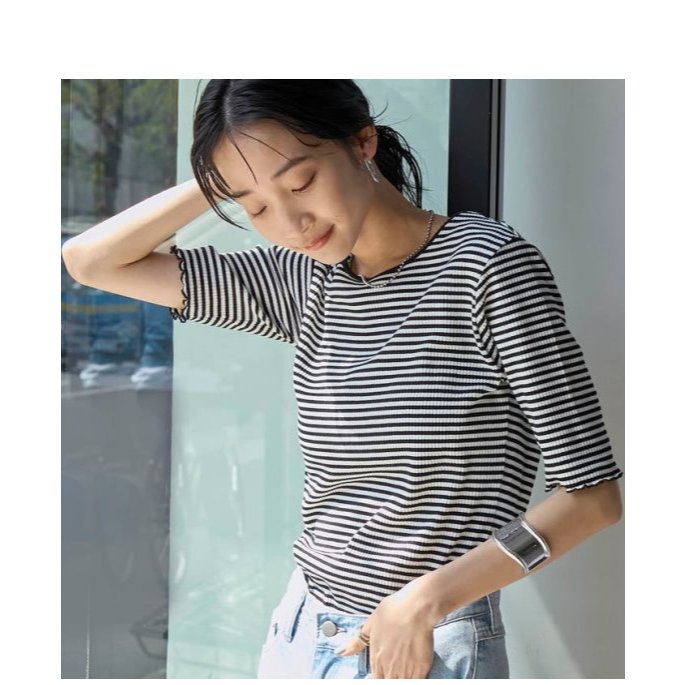 【WildLady】特 日本日系質感簡約百搭花邊袖春夏T恤彈力圓領上衣COEN | 蝦皮購物