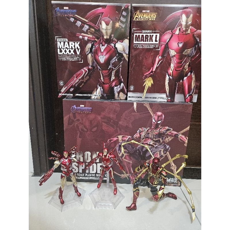 ☆xing☆ 已組 漫威組裝模型 御模道蜘蛛人 ＆ MORSTORM 鋼鐵人 馬克50／馬克85 | 蝦皮購物