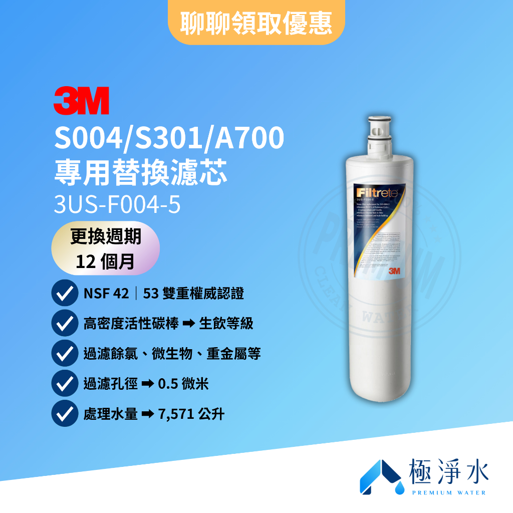 【3M】台灣原廠公司貨 S004｜S301｜A700 專用替換濾芯 3US-F004-5 | 蝦皮購物