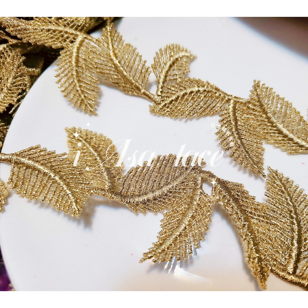 《iAsa愛莎の》手作材料 【一條/片】精緻軟金線白色葉子水溶花邊(可剪開單片用)diy服裝家居旗袍手帳裝飾 | 蝦皮購物