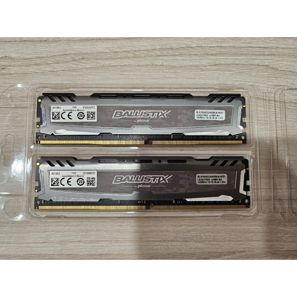 二手 美光 Micron Ballistix Sport LT競技版 (灰色) 16Gx2 DDR4-3200 | 蝦皮購物