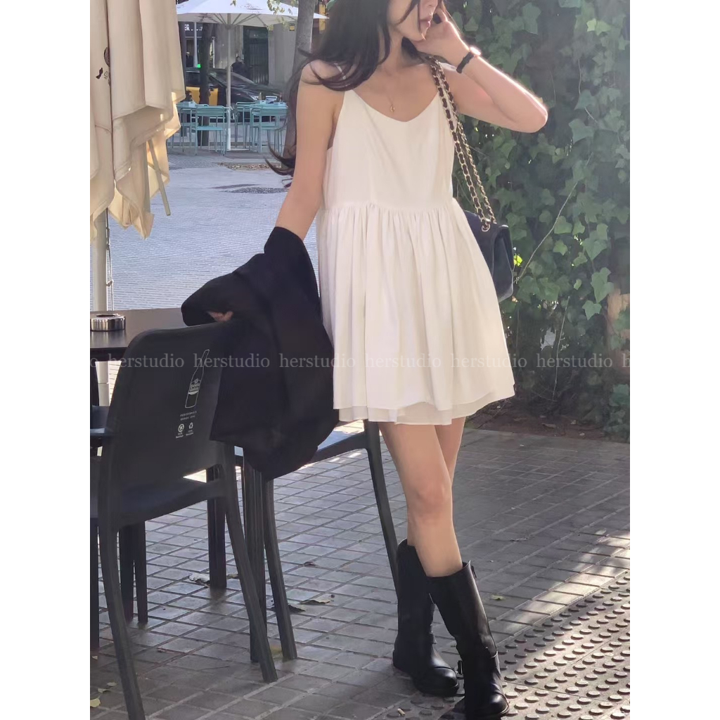 HERStudio韓國代購 層次造形細肩短洋裝(3col) | 蝦皮購物