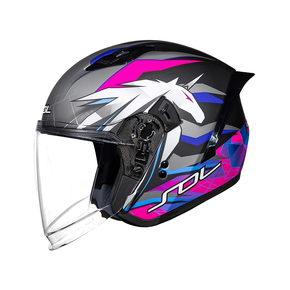 【SOL Helmets】SO-11P開放式安全帽 (獨角獸_消光黑/粉) ｜ SOL安全帽官方商城 | 蝦皮購物