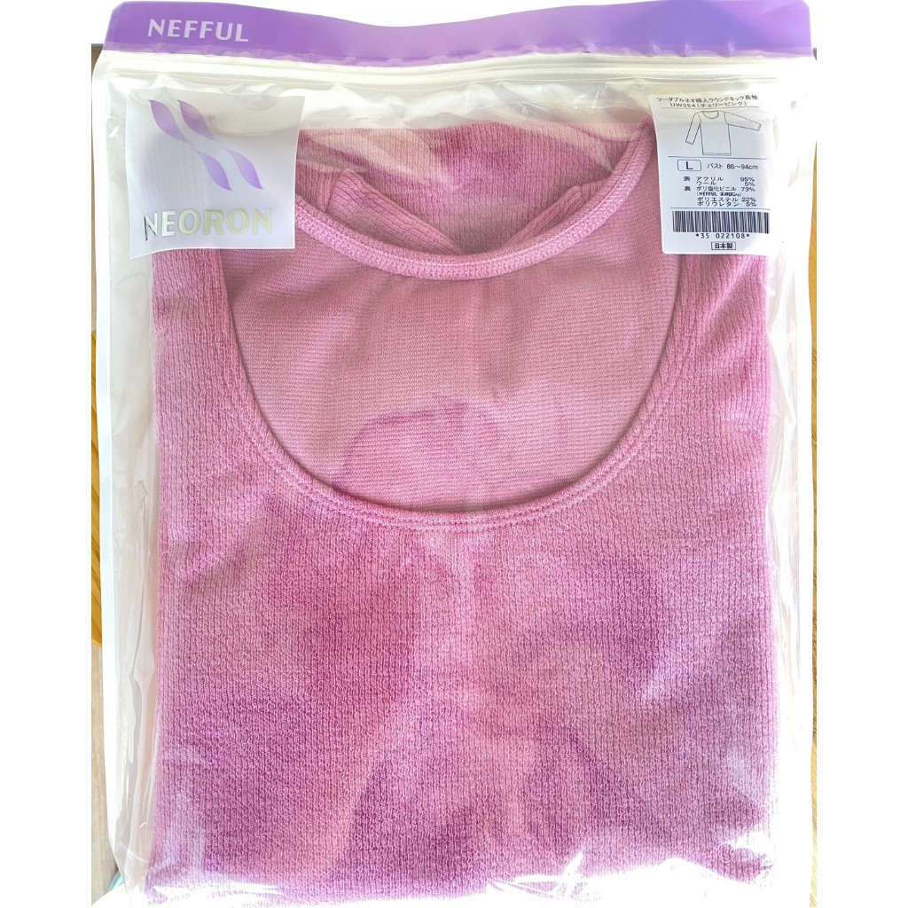 日本原廠 負離子 NEFFUL 妮芙露 仕女（厚）圓領長袖衛生衣 粉紅色 UW 251 有現貨在台灣 | 蝦皮購物