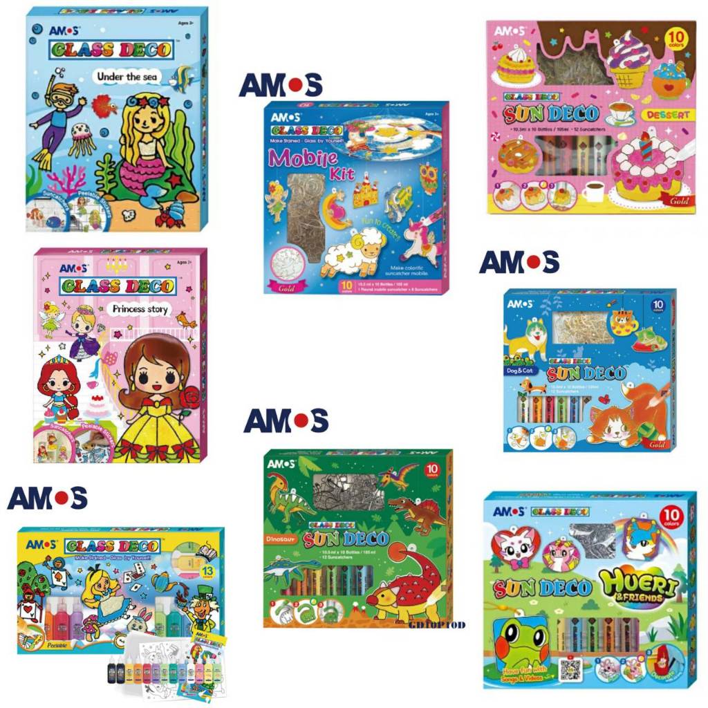 韓國AMOS ~ 7色10.5ml / 10色10.5ml / 13色22ml 兒童DIY玻璃彩繪膠 | 蝦皮購物