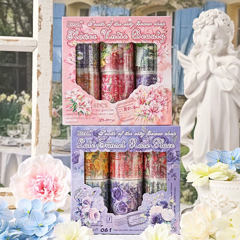 《KATE‘s》[全新整卷/套組]悅真 城南花店 套盒 PET膠帶 6款/盒 花解佳容 晚落瑰坊 ZABC | 蝦皮購物