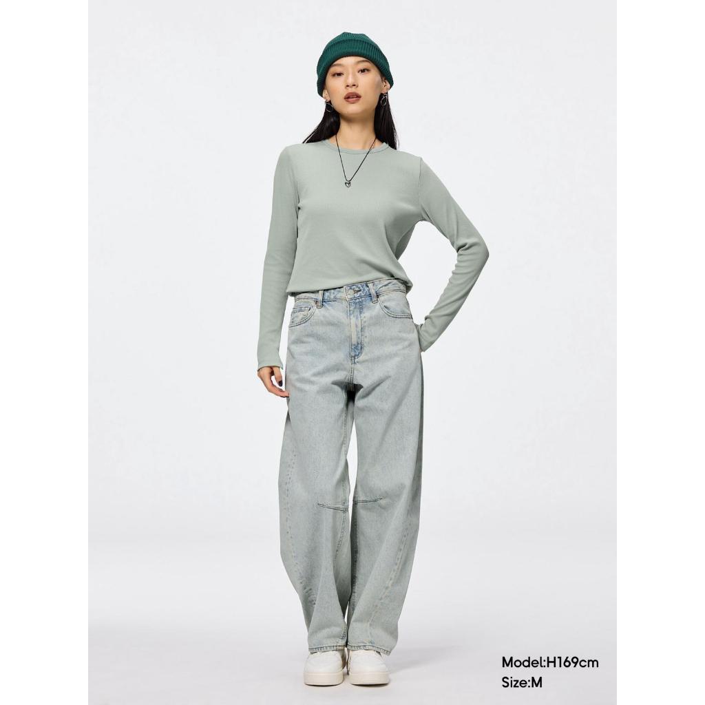 GU barrel leg 錐形牛仔褲(女) L號/三色 (二手) | 蝦皮購物