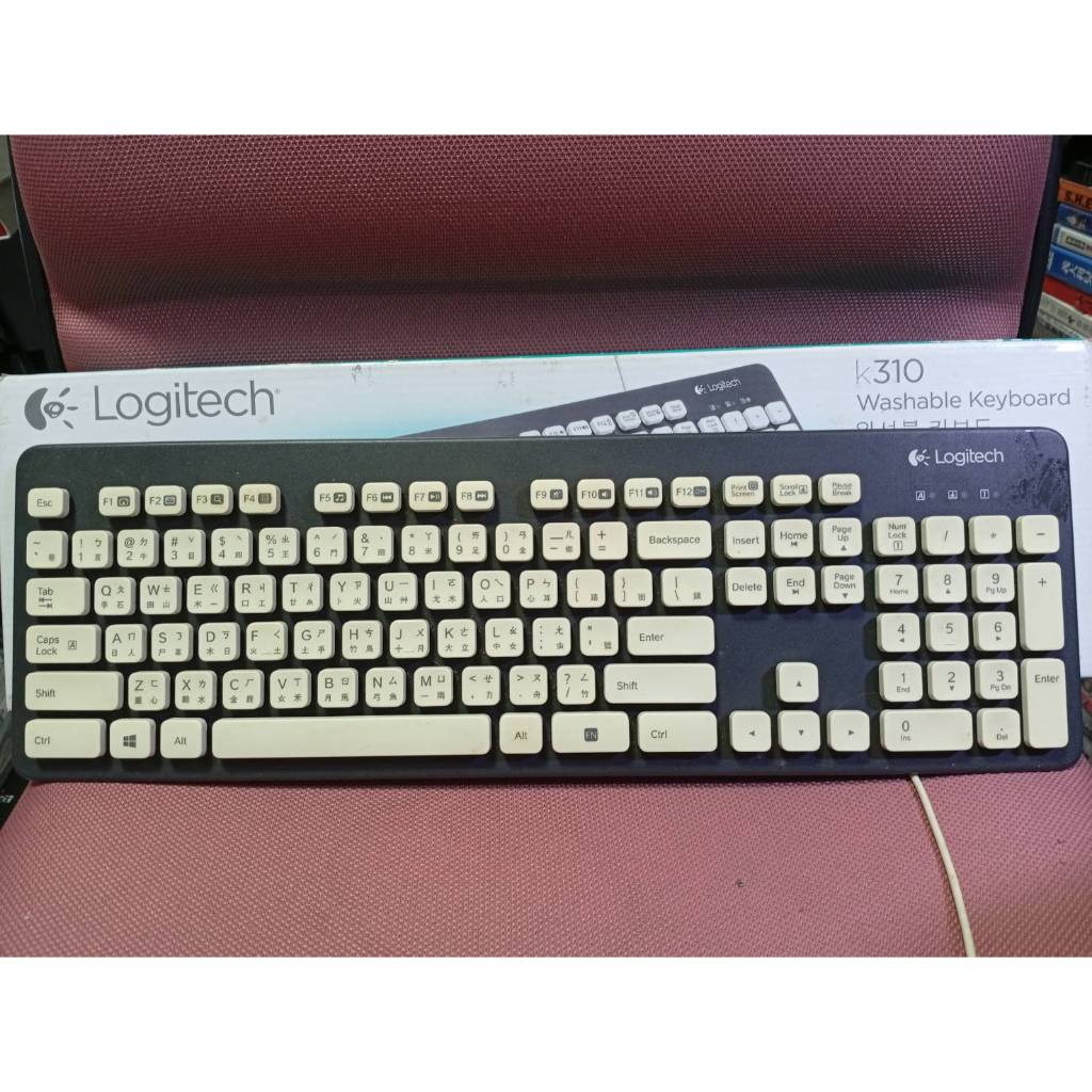 絕版良品 輕微泛黃 LOGITECH 羅技K310可水洗 USB鍵盤 雷射印刷 隨插即用 防水鍵盤 | 蝦皮購物