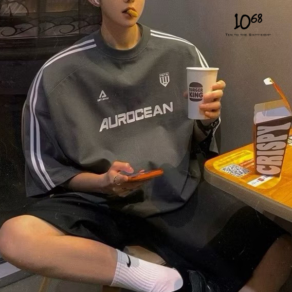 『1068』AUROCEAN 字母 雙線 賽車風 寬鬆 落肩 情侶 男女 短袖 上衣 短袖tee【A90909】 | 蝦皮購物