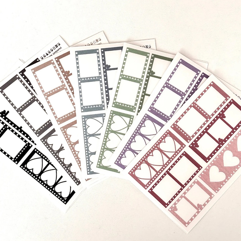 【mobisu】韓國 ggaggong．心形底片 霧面PET貼紙包 共七款 | 蝦皮購物