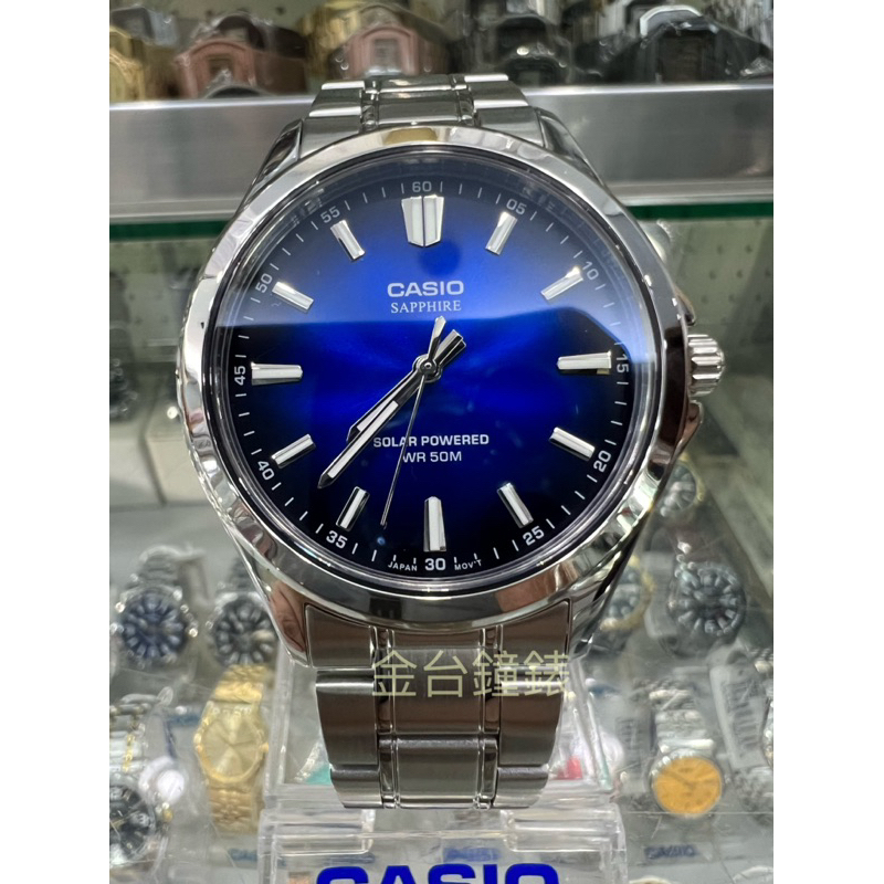【金台鐘錶】CASIO卡西歐 MTS-RS100D-2A (太陽能)(藍寶石水晶錶面)(藍面) 防水50米 | 蝦皮購物