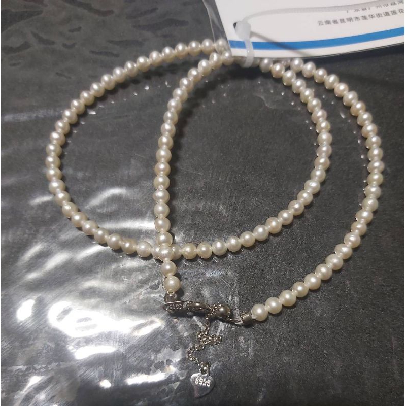 極光正圓3m亮光優質天然珍珠， S925銀扣，伸縮圓珠延長鏈。有證書的珍藏品 | 蝦皮購物