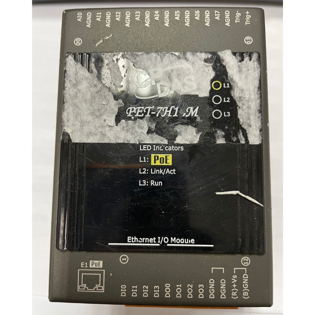 (二手) 泓格 PET-7H16M 乙太網路高速數據採集模組、8通道16-bit同步採樣類比輸入、4通道數位輸入及輸出 | 蝦皮購物