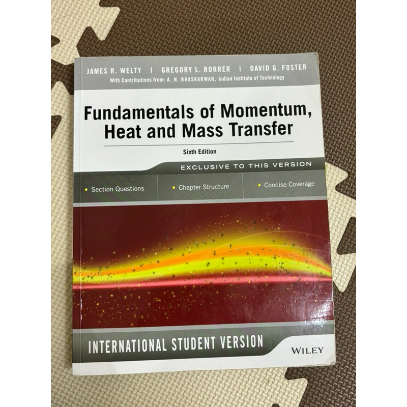 Fundamentals of Momentum, Heat and Mass Transfer 6th edition | 蝦皮購物