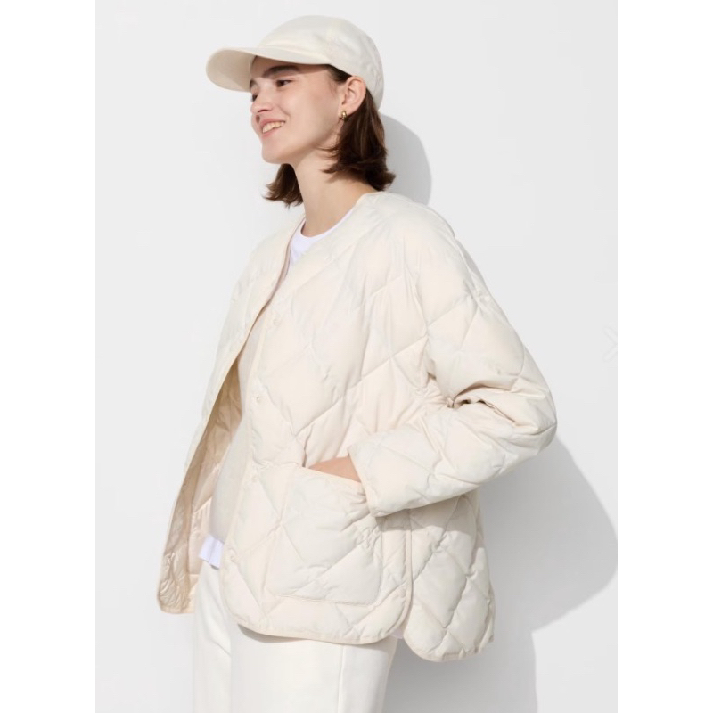 【UNIQLO】優衣褲 女裝 PUFFTECH 輕暖科技外套 469864 米白色 輕巧 保暖 防潑水 菱格紋 | 蝦皮購物