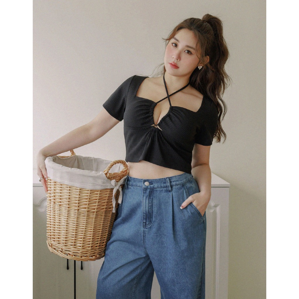 AIR SPACE PLUS 2WAY性感鏤空綁帶上衣(黑/白) 女裝 現貨 大尺碼 中大尺碼 | 蝦皮購物