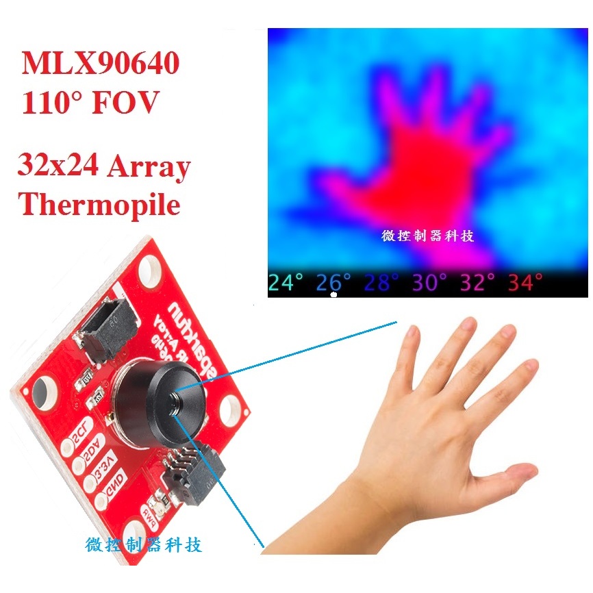 【微控】含稅附發票、美國 Sparkfun MLX90640 110°、55° IR Array、32x24 點陣熱像儀 | 蝦皮購物