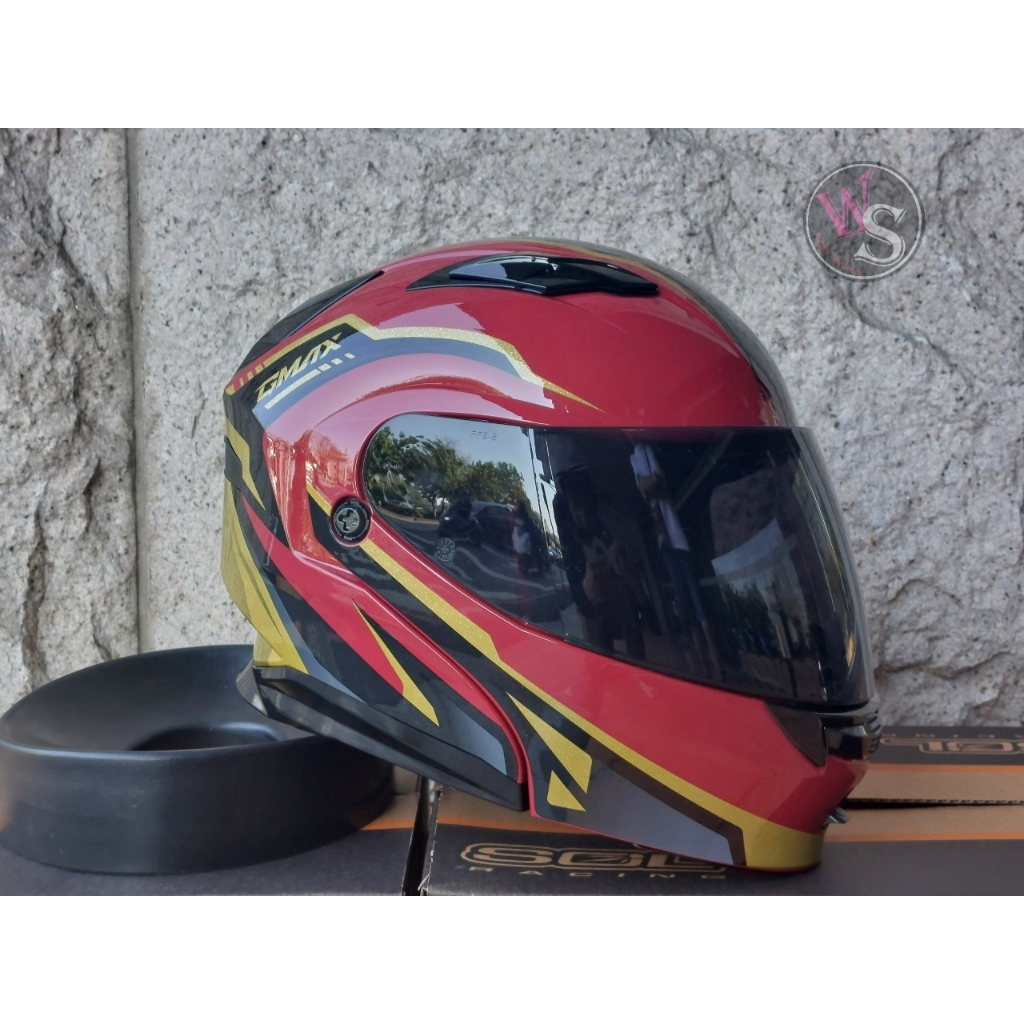 ☆加贈遮陽外鏡片☆ 台南WS騎士用品 GMAX MD01 飛梭 紅金 鋼鐵人 內墨鏡 可掀式安全帽 SOL VOLTA | 蝦皮購物
