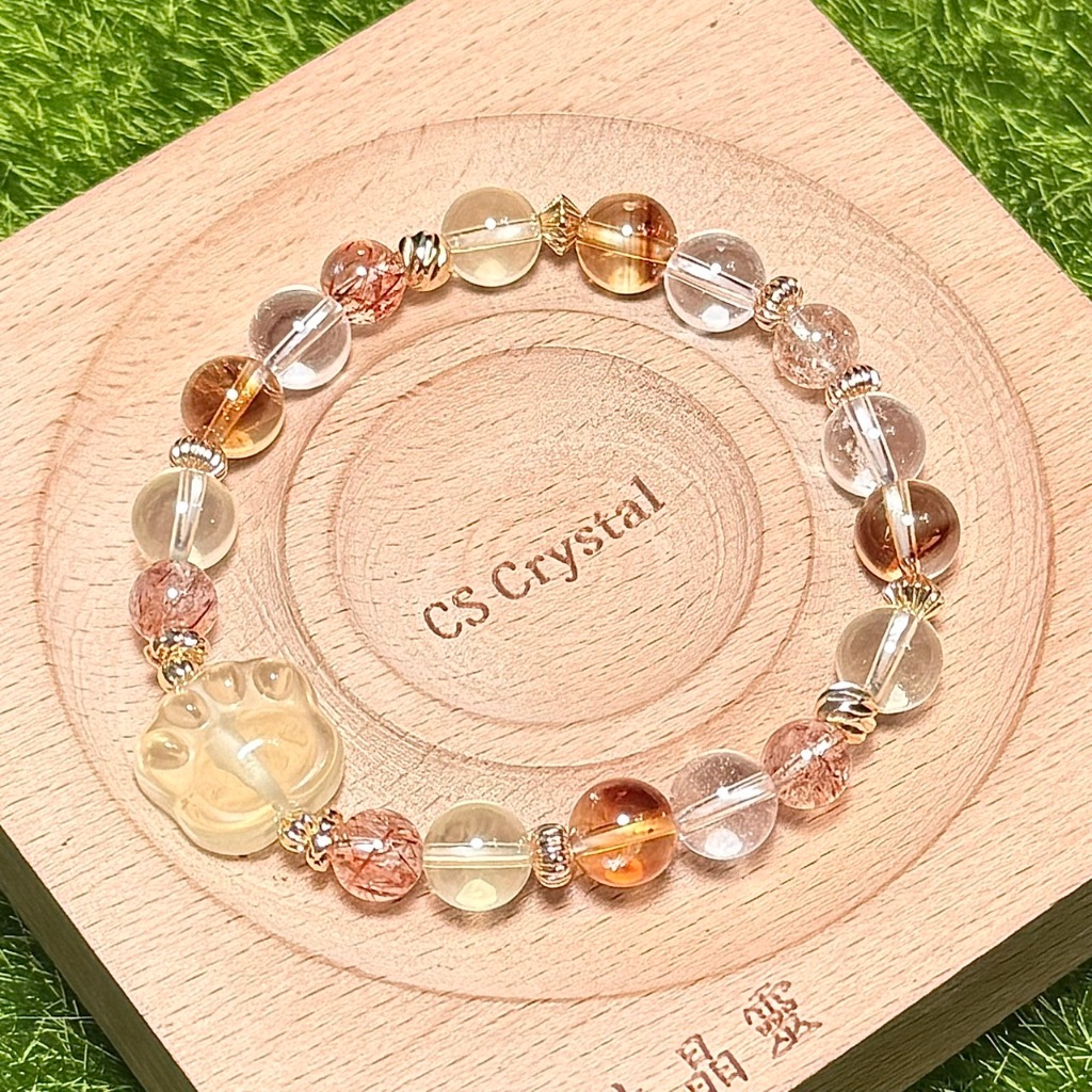 CS Crystal 編號1036 - 透體檸檬黃水晶+高品透體黃水晶+透體白水晶+黑金超七設計款 | 蝦皮購物