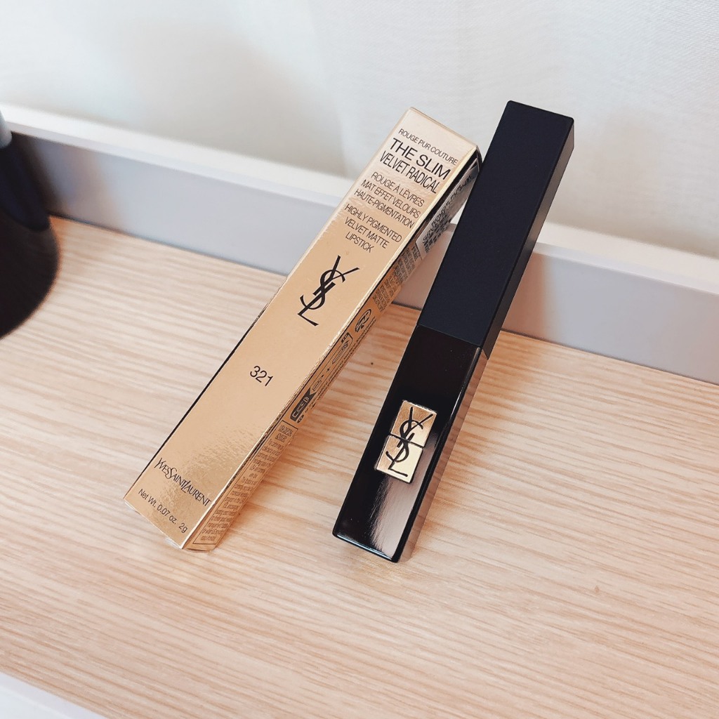 【台灣專櫃貨】 聖羅蘭 YSL 奢華緞面絨霧唇膏2g#321 小黑條 唇膏 口紅 | 蝦皮購物