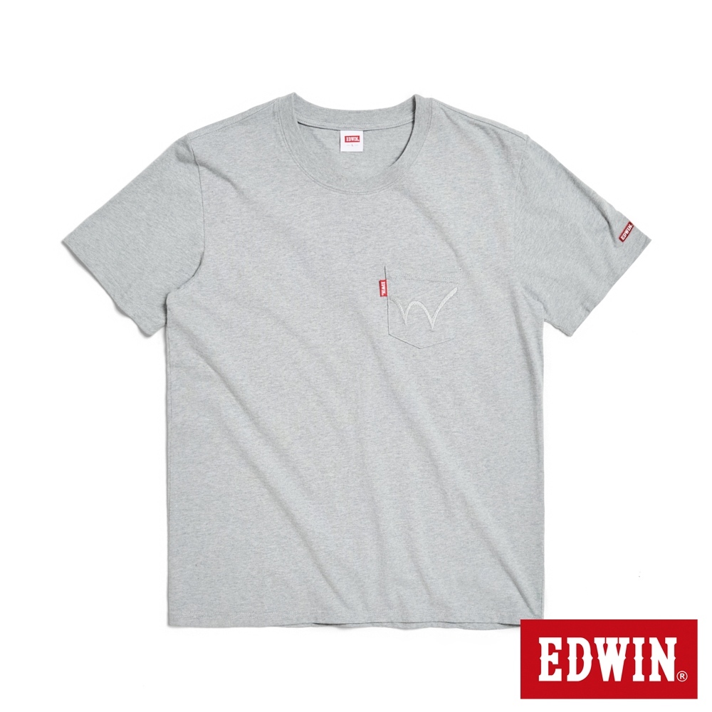 EDWIN 男款 口袋W繡花短袖T恤(麻灰色) | 蝦皮購物
