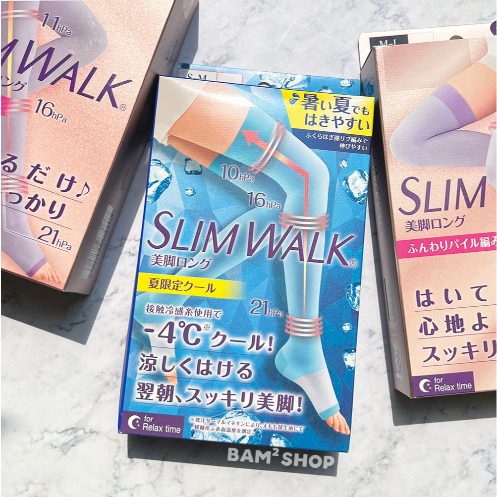 搬搬日貨 現貨｜日本製 SLIM WALK 2025最新版 涼感 睡眠 壓力襪 膝上襪 大腿襪 美腿襪 久站 | 蝦皮購物