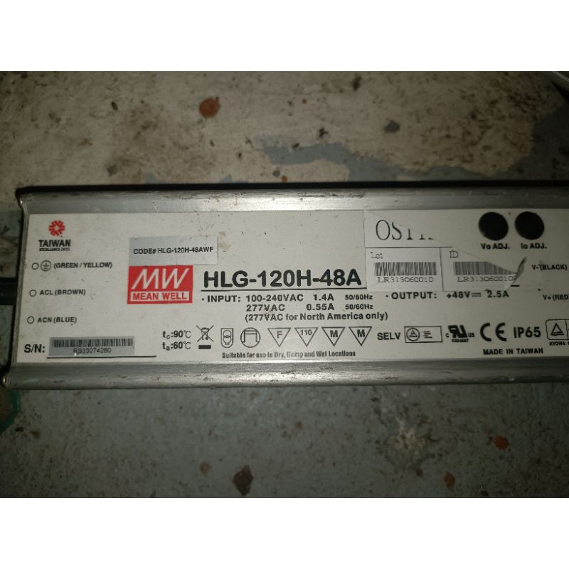 中古良品 明緯 LED 驅動 120W 48V 2.5A IP65 HLG-120H-48A 可調式電源 含運費 | 蝦皮購物