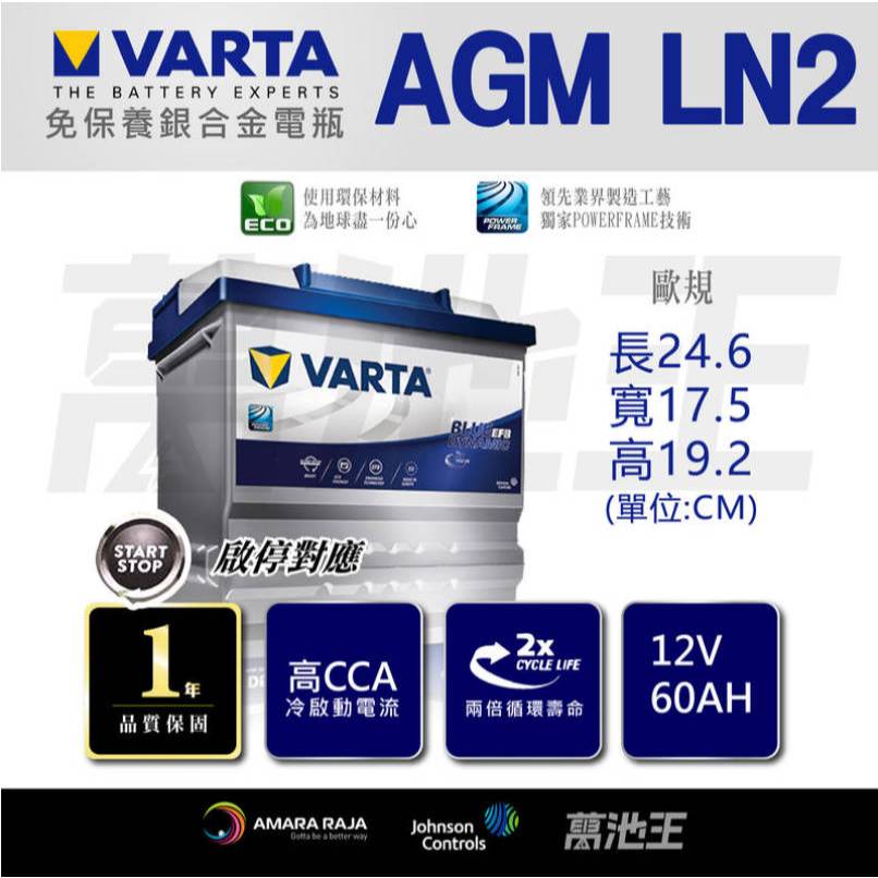 【韓製VARTA歐規AGM LN2】60AH AGM 汽車電池 改裝車專用 進口車專用 起停車專用 | 蝦皮購物