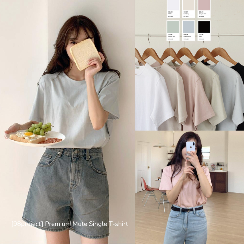 預購/ 純棉 柔色調 軟綿綿短袖 素T-6 色 #98doci 98project | 蝦皮購物