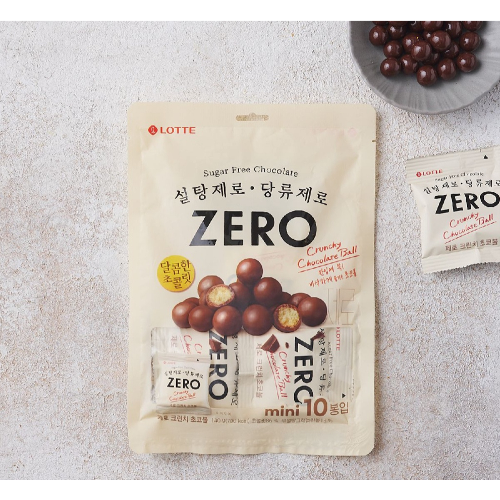 【佳穎+1小舖⭐️】韓國直送LOTTE 樂天 ZERO 零糖巧克力餅乾球 140g (10入/包) | 蝦皮購物