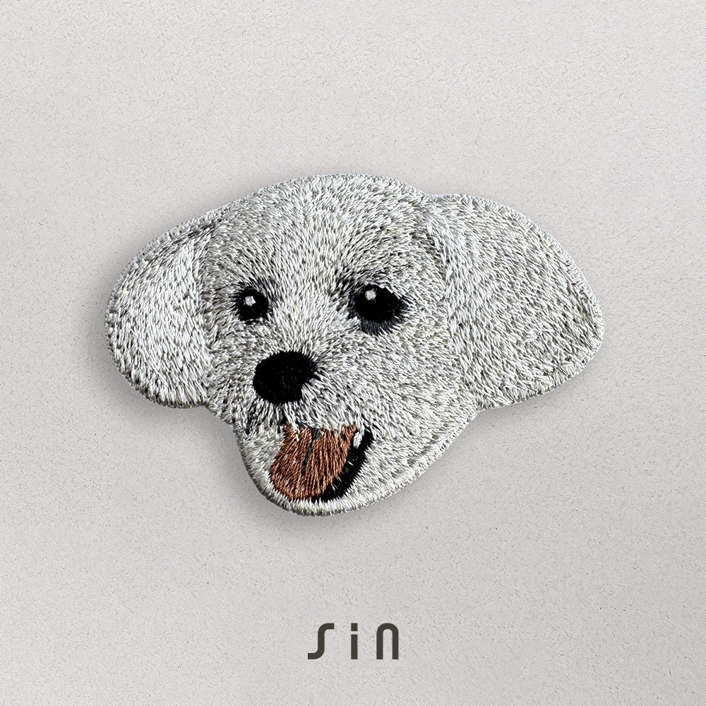 【SinStudio】(B0004)現貨｜單卡大頭狗｜燙貼｜布貼｜自黏貼｜刺繡貼紙｜行李箱貼紙｜安全帽貼紙-笑笑馬爾濟斯 | 蝦皮購物