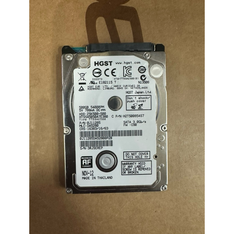 中古 二手 良品 HGST 500GB 2.5吋 傳統硬碟 功能正常 | 蝦皮購物