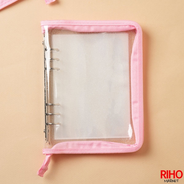 韓國大創 Daiso A5 透明 6環 拉鍊活頁夾 收納冊 補充包 貼紙 卡片 小卡 4格 相冊 六孔 拉鍊包 文件夾 | 蝦皮購物