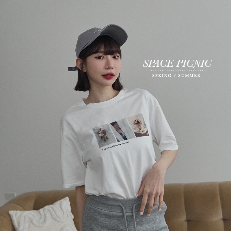 Space Picnic｜圓領狗狗印圖Tee -2色【2502167】 | 蝦皮購物