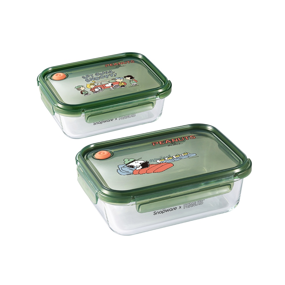 【康寧 Snapware】SNOOPY史努比露營趣耐熱玻璃/可微波/烤箱/保鮮盒-2件組B01 | 蝦皮購物