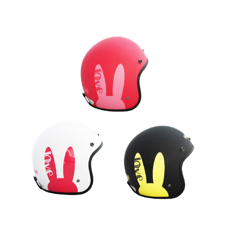 EVO CA-309 CA309 安全帽 LOVE兔 多色可選 卡通圖案 復古帽 金屬插扣 半拆洗 半罩 | 蝦皮購物