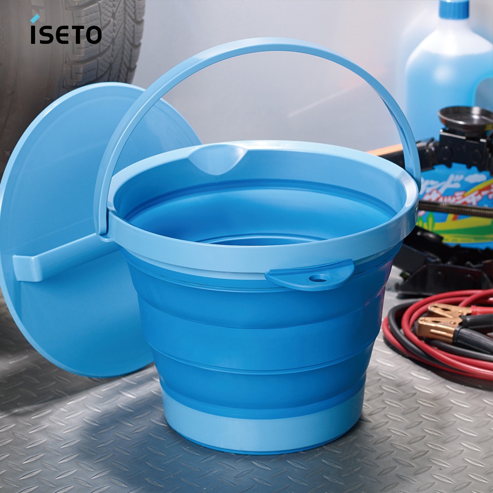 【日本ISETO】日製伸縮折疊式防滑水桶(附蓋子)-8L-多色可選 | 蝦皮購物