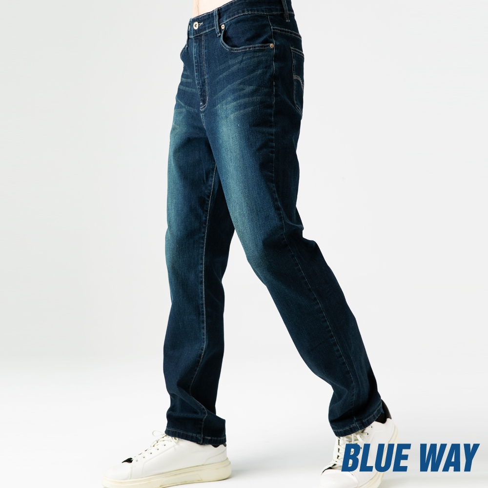 BLUE WAY - 男款 機能系雙彈中低腰丹寧中直筒褲(深藍) | 蝦皮購物