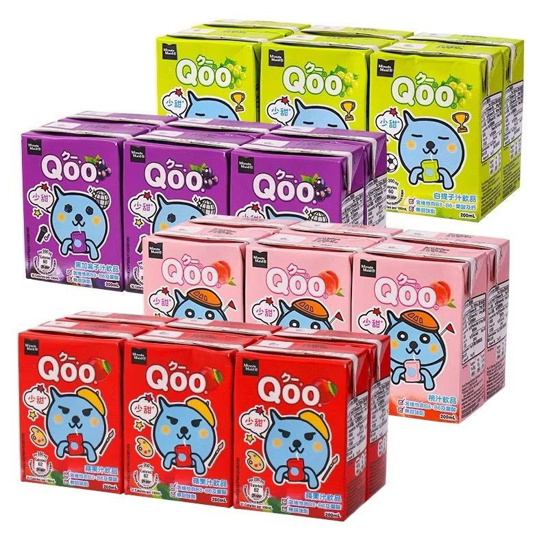 現貨 QOO果汁 200ml*6果汁飲料 香港帶回 美粒果Qoo酷兒果汁飲料 兒時的回憶呀 （紅：蘋果、紫：葡萄） | 蝦皮購物