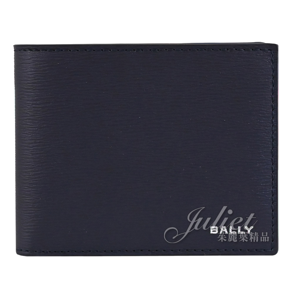 【茱麗葉精品】BALLY 6305290 CRS BIFOLD 燙印LOGO水波紋皮革4卡短夾.午夜藍 現貨在台 | 蝦皮購物