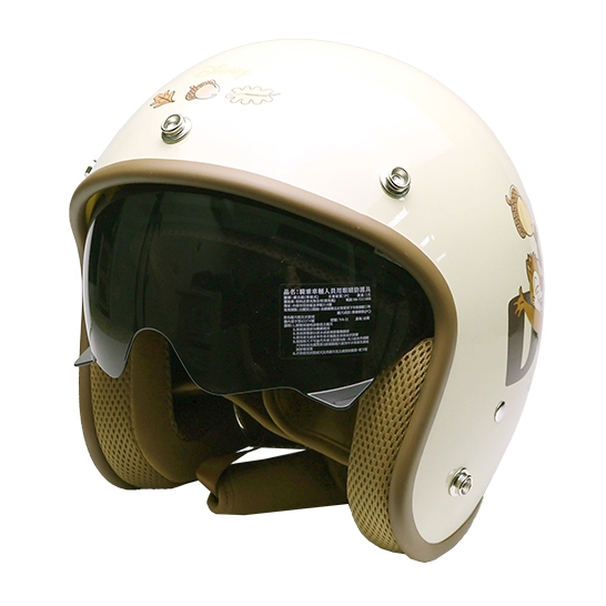 EVO 安全帽 CA-312S 松果奇奇蒂蒂 象牙白 內墨鏡 復古帽 咖啡色邊條 金屬插扣 全拆洗 半罩 | 蝦皮購物