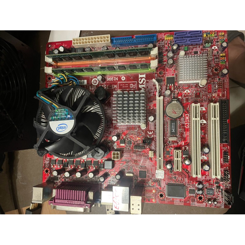 微星 775主機板 MSI G31M3 送 雙核 E6300 處理器+風扇+4G ram | 蝦皮購物