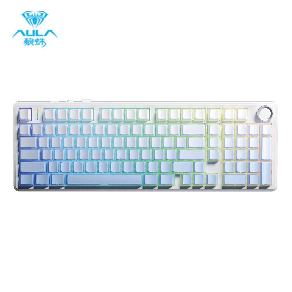 【狼蛛 AULA】F99pro (漸變藍) 靈動軸 側顆-無繁中 三模 機械鍵盤/機械式鍵盤 | 蝦皮購物