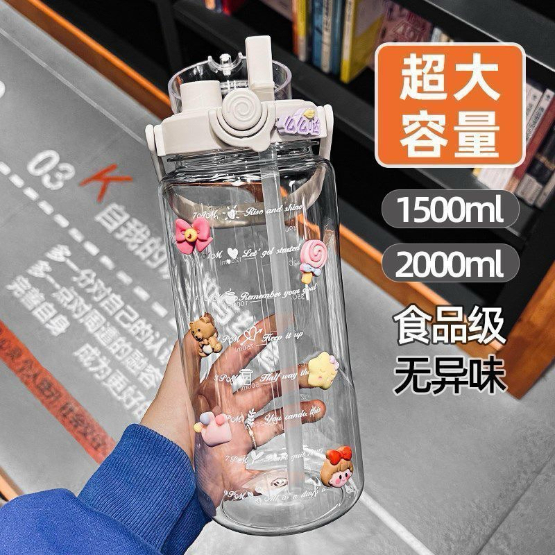 台灣現貨 2000cc 水壺 水壺 2000ml 直飲水壺 透明水壺 雙飲大容量水杯運動刻度塑膠杯子耐高溫便攜 | 蝦皮購物